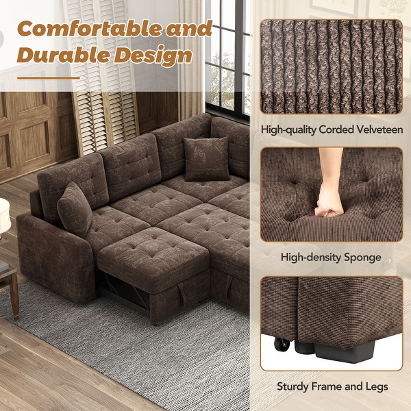 Brown sectional sleeper sofa store