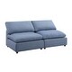Minimalist Blue Modular Sofa Linen Filled with Down Feather Couch 2 ...