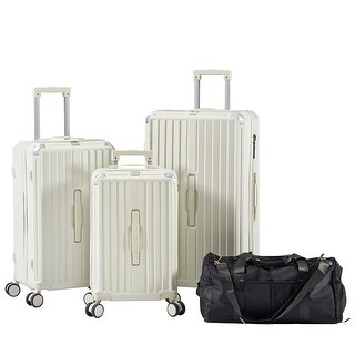 White Luggage Set 3 pcs (20"/24"/29"/Travel Bag) with Collapsible Cup ...