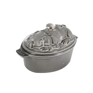 Staub Cast Iron 1-qt Pig Cocotte - Graphite Grey - Bed Bath & Beyond ...
