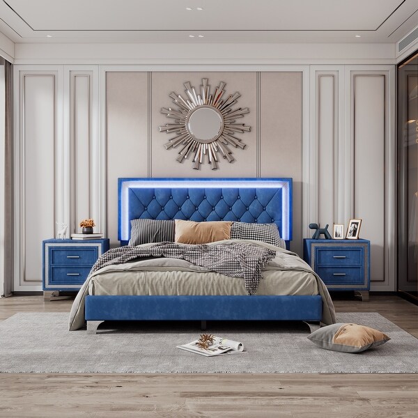 Upholstered platform bedroom set store