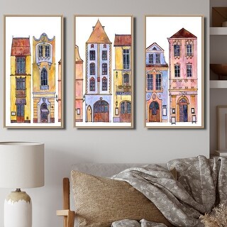 Designart "Sketch Of Old Europe Street IV" Bohemian & Eclectic Framed ...