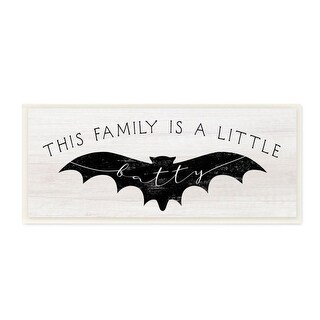 Stupell Family's a Little Batty Phrase Festive Halloween Pun Wood Wall ...