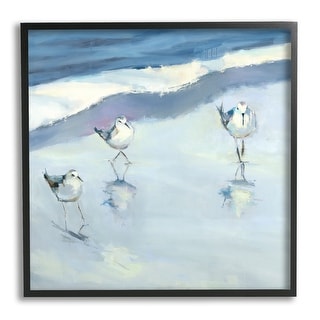 Stupell Blue Abstract Sandpipers Painting Framed Giclee Art by Kathleen ...