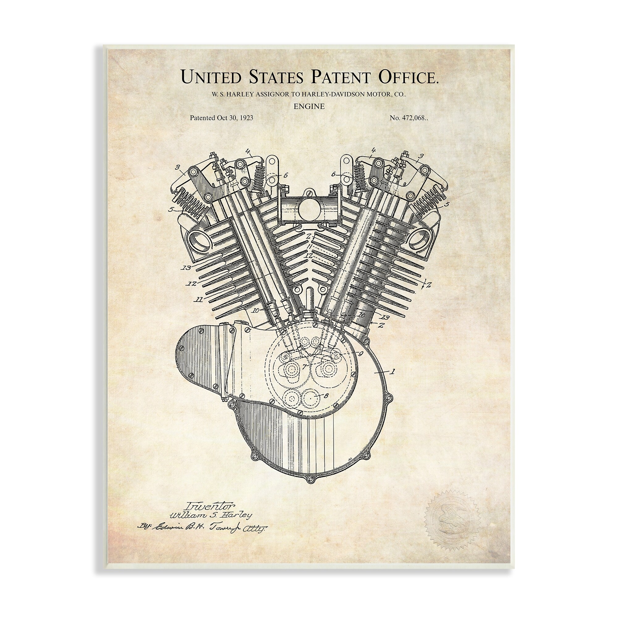Stupell Helicopter Aircraft Engine Blueprint Diagram Patent Text Wood ...