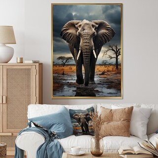 Designart "Elephant Tales From Afar" Animals Elephant Framed Wall Art ...