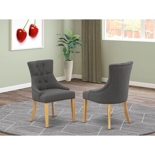 East West Furniture Parson Dining Room Chairs - Button Tufted Nailhead ...
