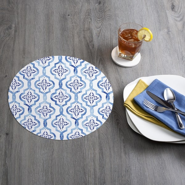 Reversible Wipe-clean Round Shaped Placemats Set of 4 - Lovely Lemons ...