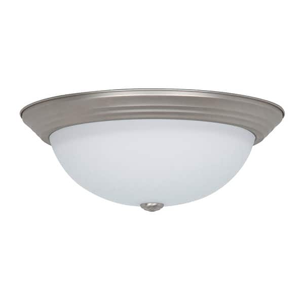 Basic Flush Mount Ceiling Light, Simple 3 Bulb Metal Fixture with White ...