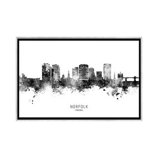 iCanvas "Norfolk Virginia Skyline Name Bw" by Michael Tompsett Framed ...