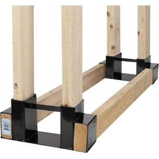 Black Outdoor Firewood Log Rack Bracket Kit Adjustable to Length(2/4 ...
