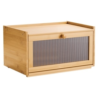 15.75-inch Bamboo Bread Storage Box with Acrylic Wavy Door ...