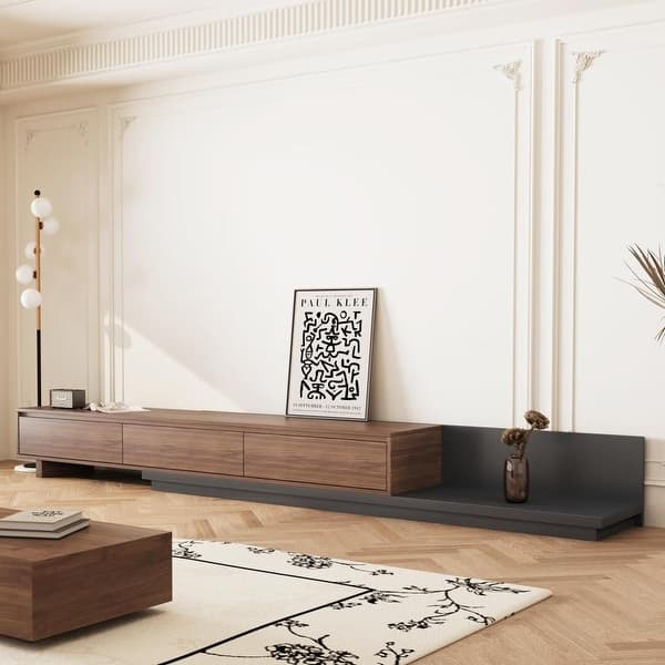 118 in. Modern TV Stand Extendable Media Console with 3 Drawers - 78.7 ...