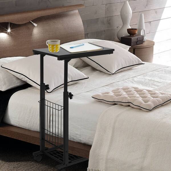 Rolling Height Adjustable C Table Mobile Couch Desk Sofa Side Table ...