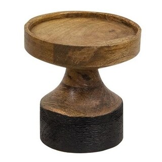 Black & Wood Pillar Candle Holder 4.25" - Height - 5.25 in. Width - 4. ...
