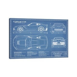iCanvas "Corvette (C7) Stingray Blueprint" by Action Blueprints Canvas ...