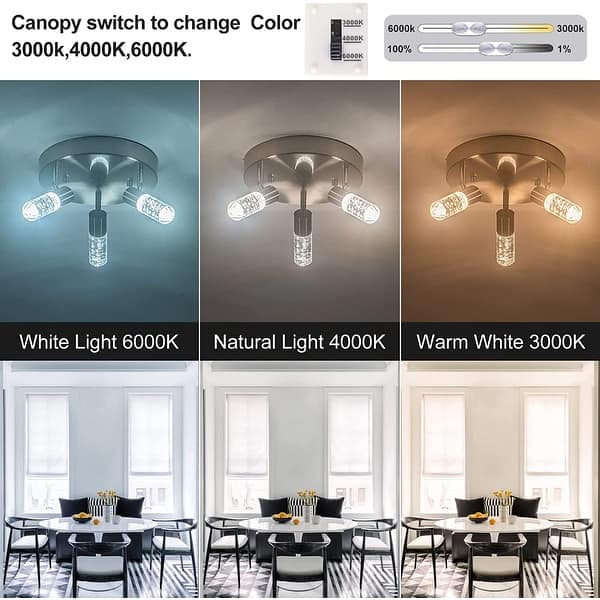 3 light modern flush mount ceiling spot light fixture LED rotating ...
