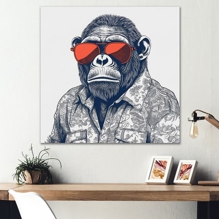 Designart "Grey Orange Monkey With Sunglasses" Animals Monkey Fashion ...