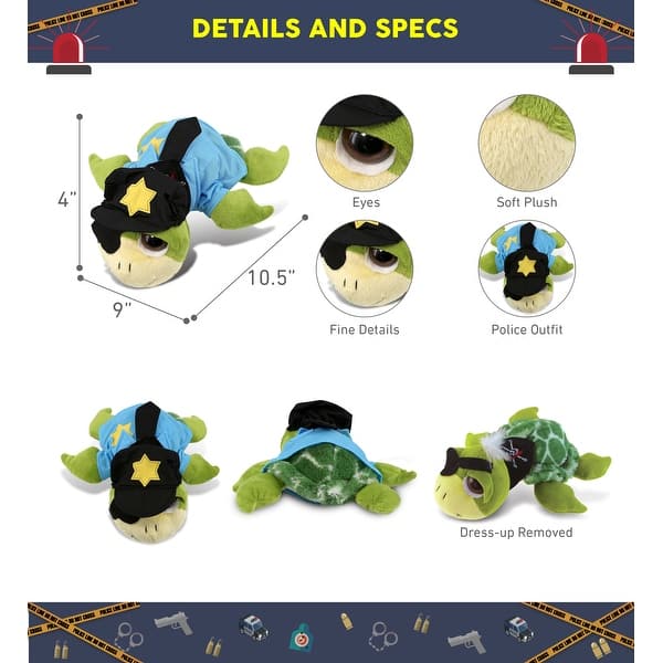 DolliBu Pirate Turtle Police Officer Plush Toy w/ Cop Uniform and Cap ...