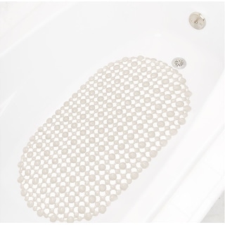 Ivory Vinyl Non-Slip Bathtub Shower Mat With Suction Cups -27" x15 ...