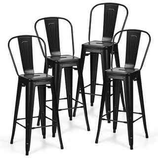 Modern Metal High Back Bar Stools(Set of 4) - Bed Bath & Beyond - 38855765