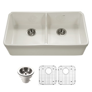 Houzer PTD-6400-C Platus 32-3/16" Farmhouse Double Basin Fireclay - Bed ...