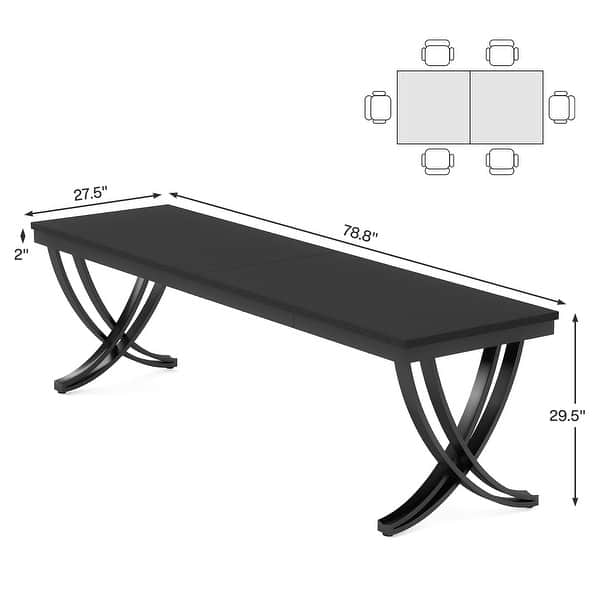 Rectangular Dining Table for 6-8 People, 78 inch Large Wood Kitchen ...