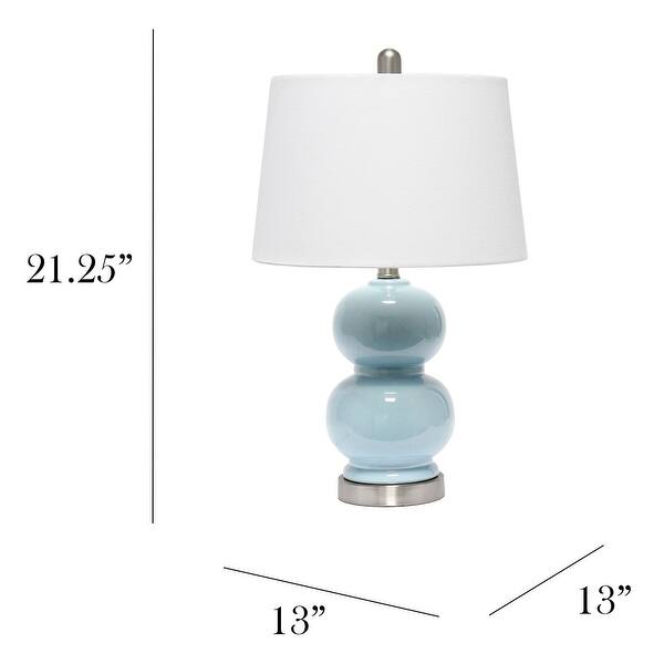 Elegant Designs Double Gourd Ceramic Lamp - Light Blue - 13"Lx13"Wx21 ...