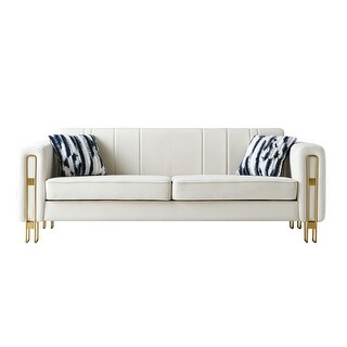 Velvet Straight Row Sectional Loveseat Sofa, Living Room Square Arms ...