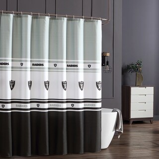 Las Vegas Raiders NFL Licensed Step-Repeat Textured Fabric Shower Curtain and Hook Set - Bed ...