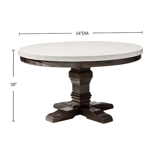 Round Marble Top Dining Table in White and Salvage Dark Oak - Bed Bath ...
