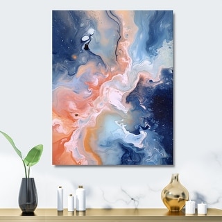 Designart "Blue and Beige Marble Clouds VI" Fractals Metal Wall Art ...