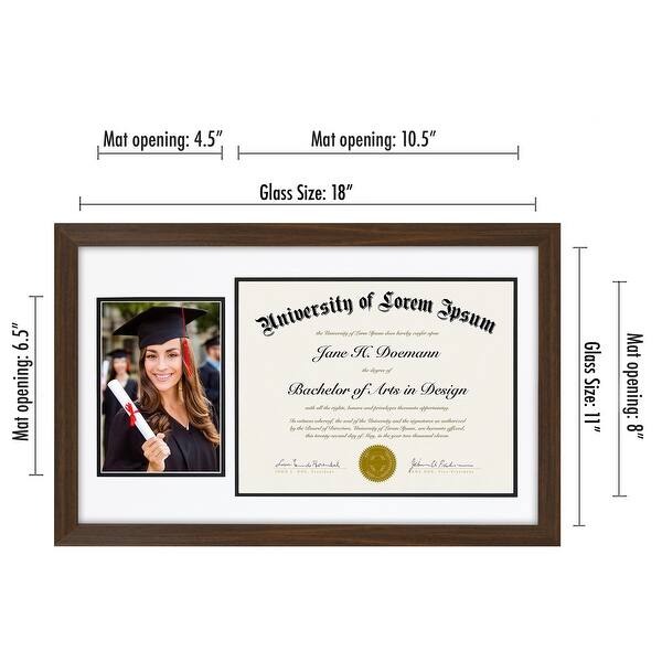 Americanflat 11x18 Graduation Frame, Displays 5x7 Picture and 8.5x11 ...