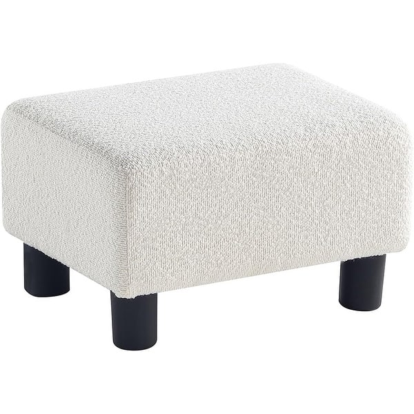 Small Boucle Footrest Stool Upholstered Rectangular Step Stool - White ...