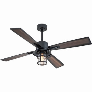 52" Textured Black DC-motor Indoor/Outdoor Ceiling Fan with Handheld ...