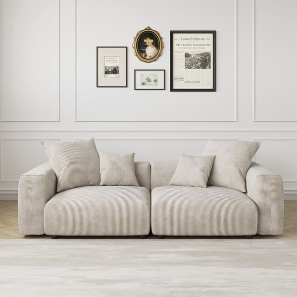 102" Oversized Corduroy Sectional Sofa Modern Wide Couch - On Sale ...
