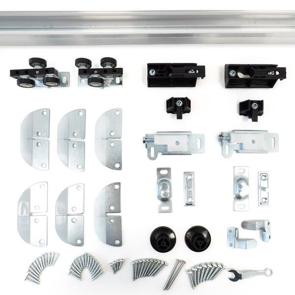 2 Pack Bifold Sliding Door Hardware and Track Kit 72'' with Smooth ...