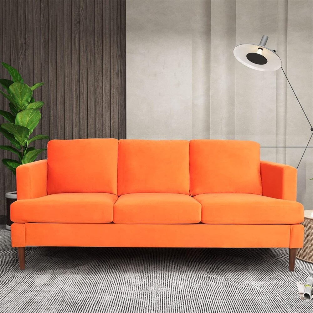 bright orange sofa