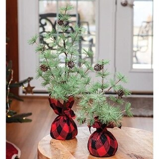 Buffalo Check Sparkle Pine Tree 18" - H- 18.00 in. W- 12.00 in. L - 12. ...