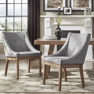 Kirk Button Tufted Slope Arm Linen Dining Chair, Set of 2, Gray - Bed ...