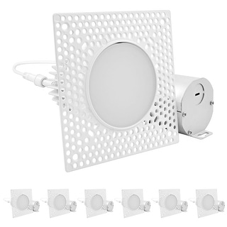 Luxrite 3 Inch Trimless Recessed LED Light with J-Box 15W 5CCT Dimmable ...