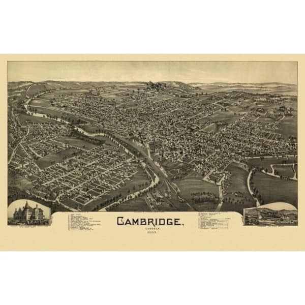 Antique Map Of Cambridge Ohio 1899 Guernsey County Poster Print (24 X ...