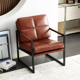 PU leather Living room Chair Leisure Chair Armchair with Metal Frame ...