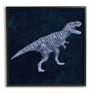 Stupell Blue T-Rex Skeleton Framed Giclee Art Design by Lauren Rader ...