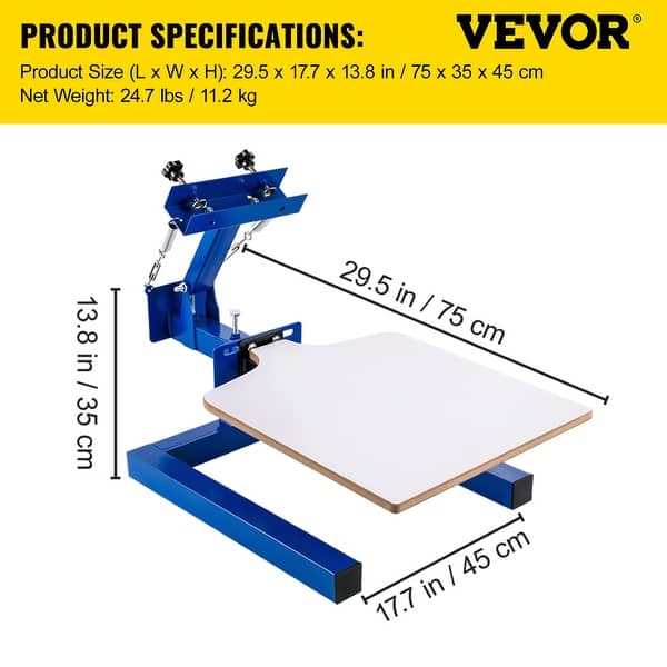 VEVOR 1-4 Color 1 Station Silk Screen Printing Machine Press Kit T-Shirt Equipment DIY - Bed ...