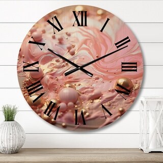 Designart "Liquid Art Pink And Gold Morning Glory" Abstract Shapes ...