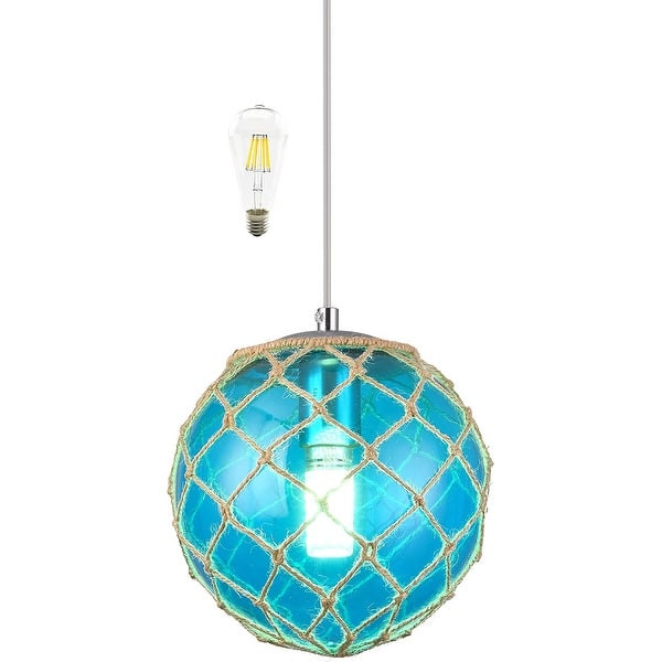 Blue globe pendant light coastal nautical hanging pendant lights - Bed ...