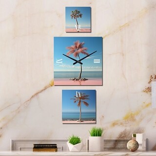 Designart "Sea Breeze Blue And Pink Plam Tree" Nautical & Beach ...