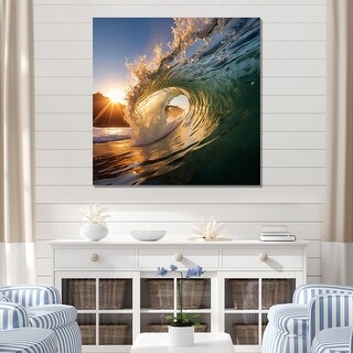 Designart "Sunshine Through The Breaking Waves I" Coastal Waves Canvas ...