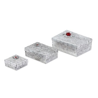 Novica Handmade Joyful Gifts Aluminum Repousse Decorative Boxes (Set Of ...